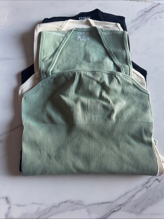 OQQ | Tops | Oqq Ribbed Halter Tank Top Sage Green Black And Cream ...